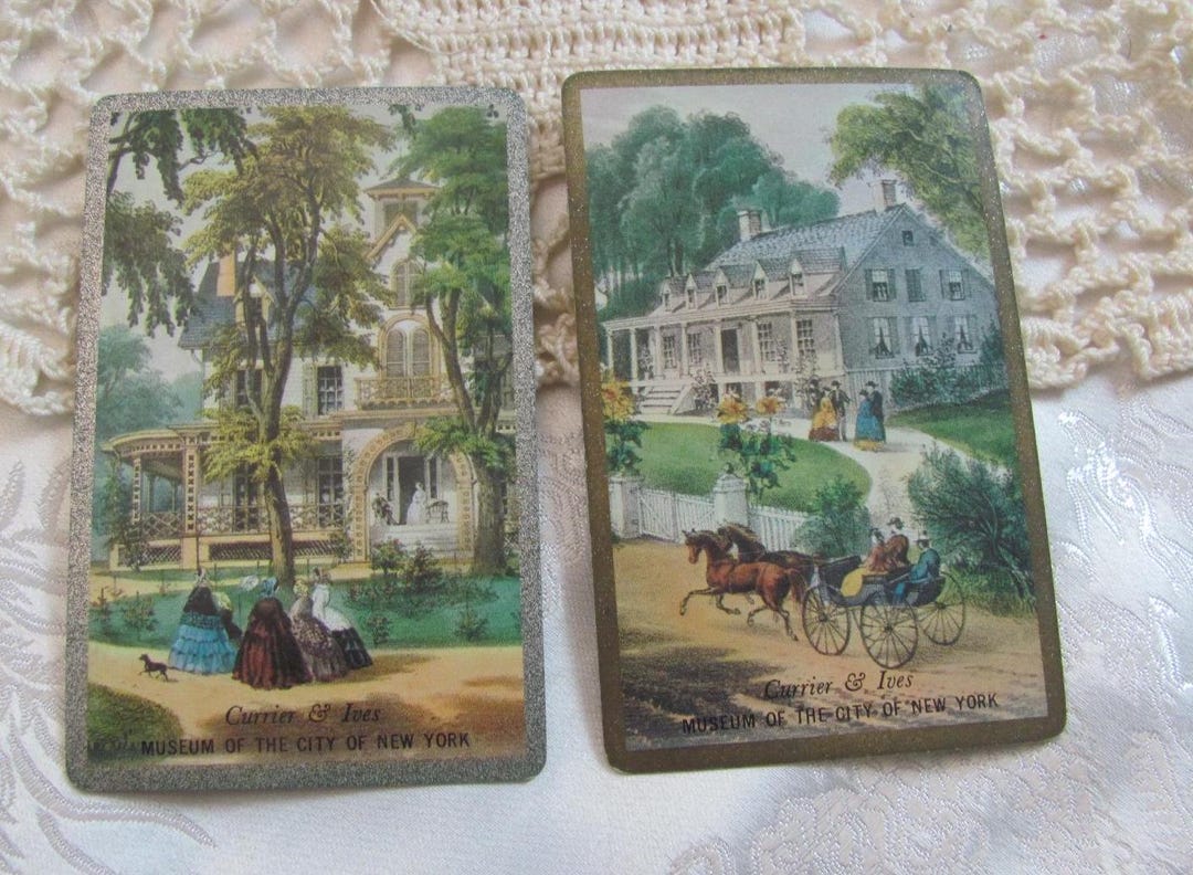 2 Single Swap Playing Cards // Currier Ives New York // Vintage Card ...
