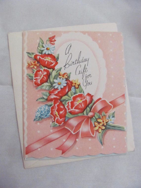 Greeting Note Card Vintage Birthday Gift Card With Envelope | Etsy