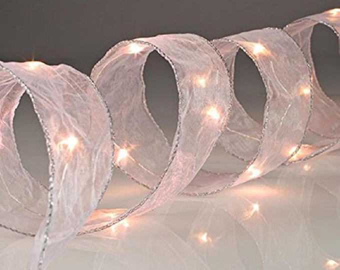 Battery Operated White LED Lighted Ribbon 7 Foot 20 Led's Wedding - Etsy