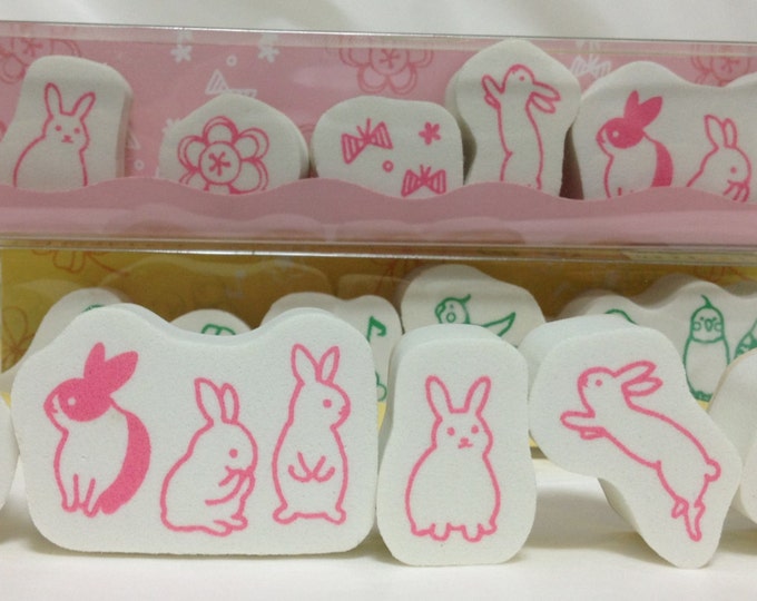Rabbit Rubber Stamp Set - Etsy