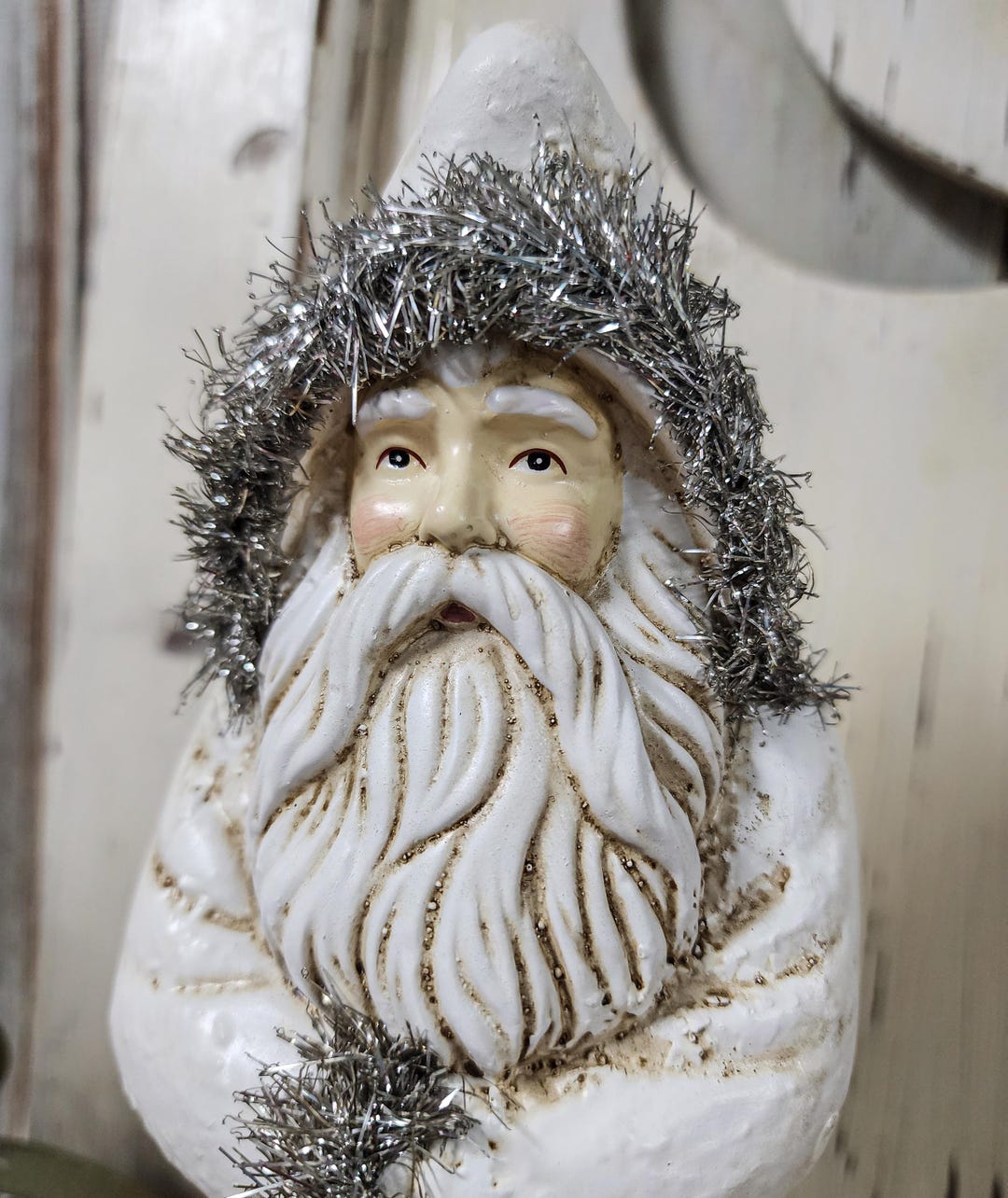 Rustic White Santa Christmas Holiday Figure - Etsy