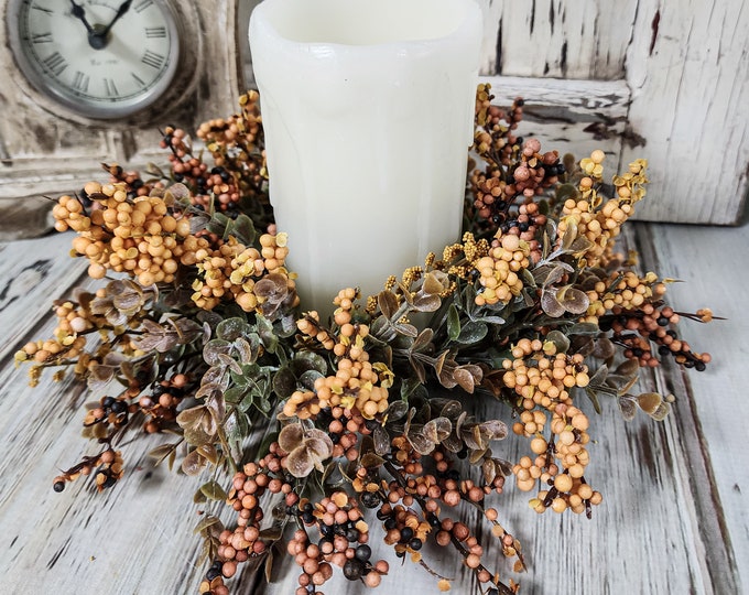 Harvest Berry Garden Mix Fall / Autumn Pillar Candle Ring - Etsy