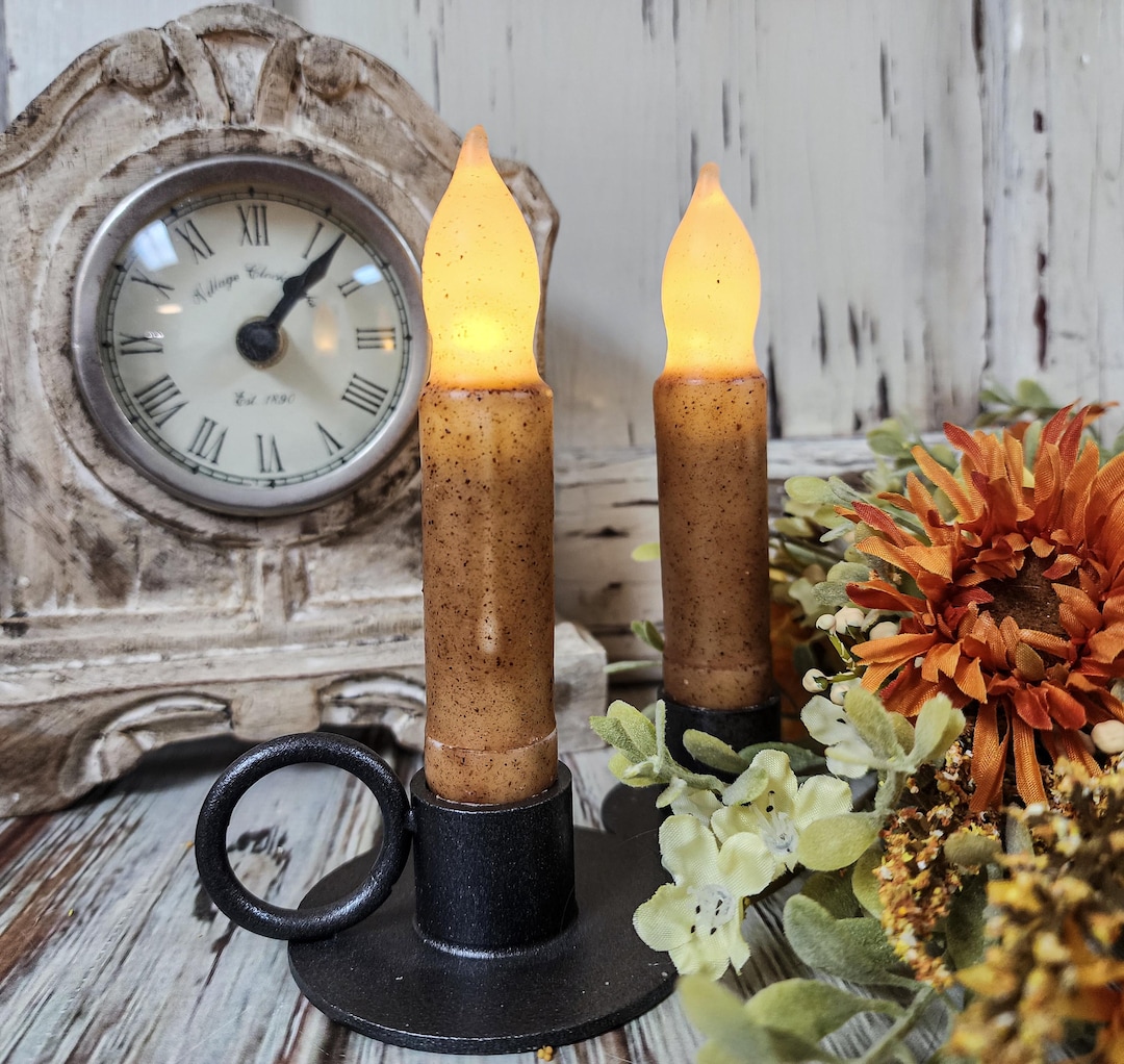 Rustic Timer Taper Candles 4.5"set of 2 – Hand Dipped Spiced Flameless ...