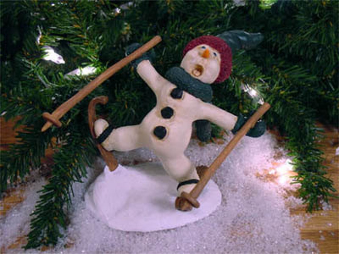 Whimsical Snowman Skier Out of Control - Etsy