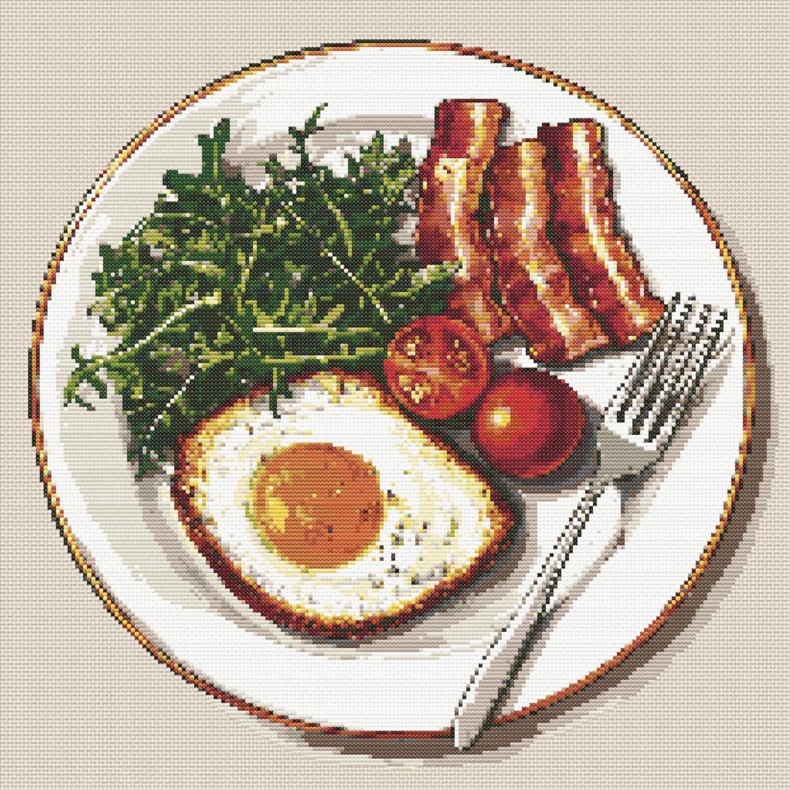 English Breakfast Cross Stitch Pattern: Easy DIY Food Stitching (PDF ...