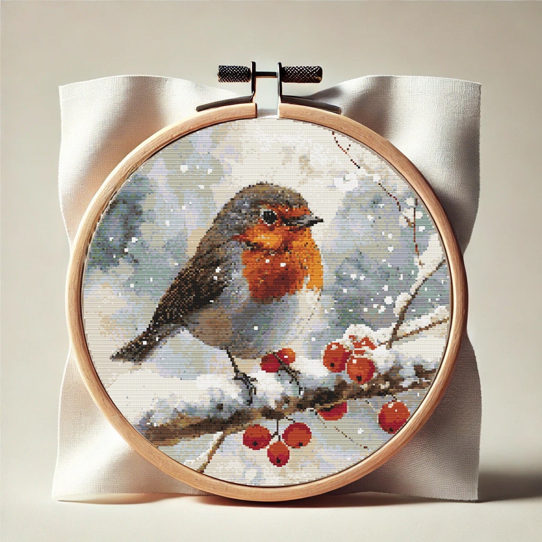 Winter Robin Cross Stitch Pattern: Easy DIY Bird Design (PDF) - Etsy