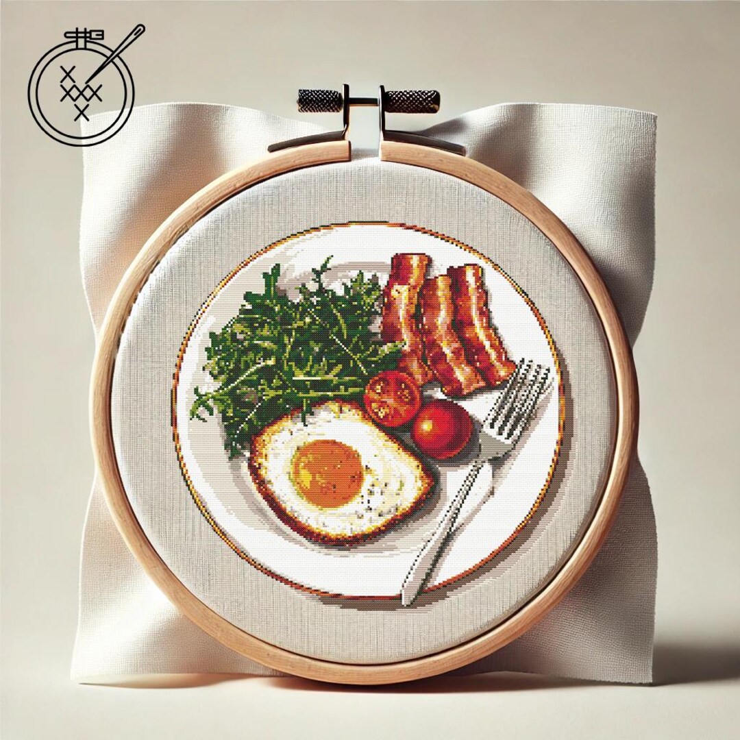 English Breakfast Cross Stitch Pattern: Easy DIY Food Stitching (PDF ...