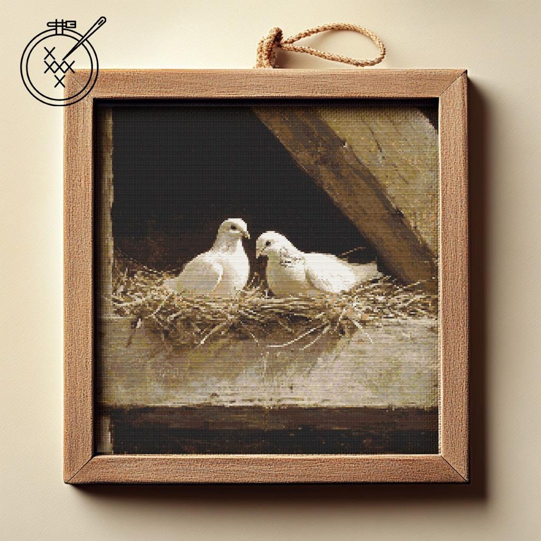 Two Doves Nesting Cross Stitch Pattern: Easy DIY (PDF) - Etsy