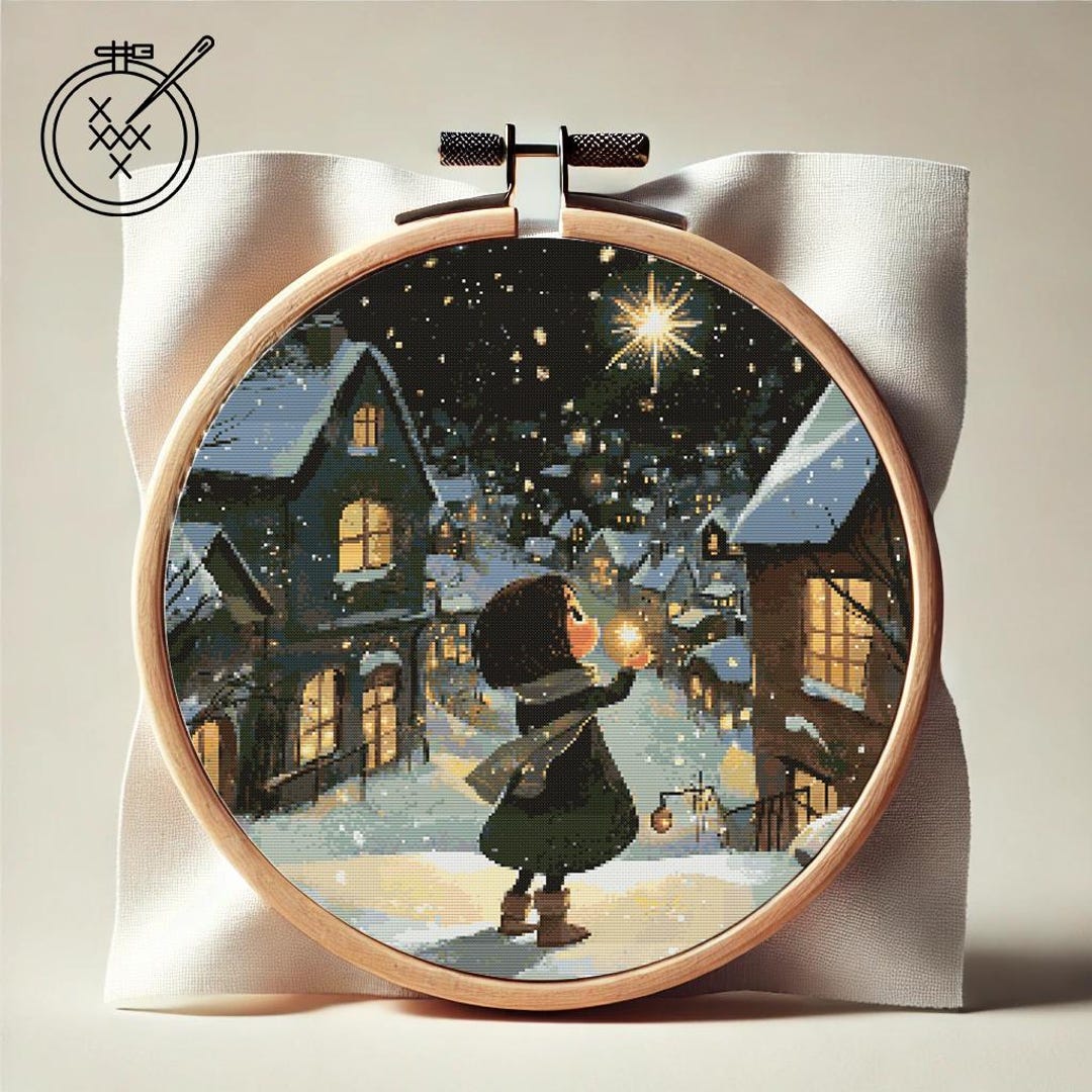 Make a Wish Cross Stitch Pattern: Winter Girl, Holiday Decor (PDF ...