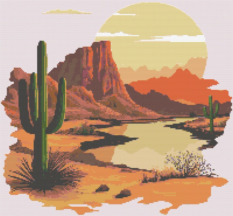 Desert Landscape Cross-stitch Pattern: Nature Lover, Pattern Keeper ...