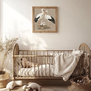 Stork Cross Stitch Pattern (PDF) "stork Family" | Easy to Follow | Baby ...