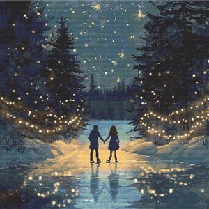 Couple Ice Skating Cross Stitch Pattern: Winter Love (PDF) - Etsy