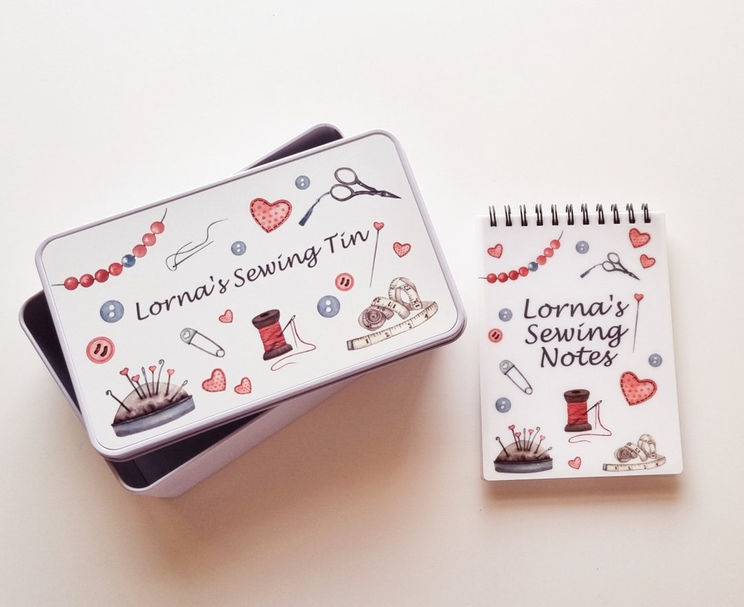 Personalised Sewing Tin & Notebook. Haberdashery Supplies, Sewing Box ...