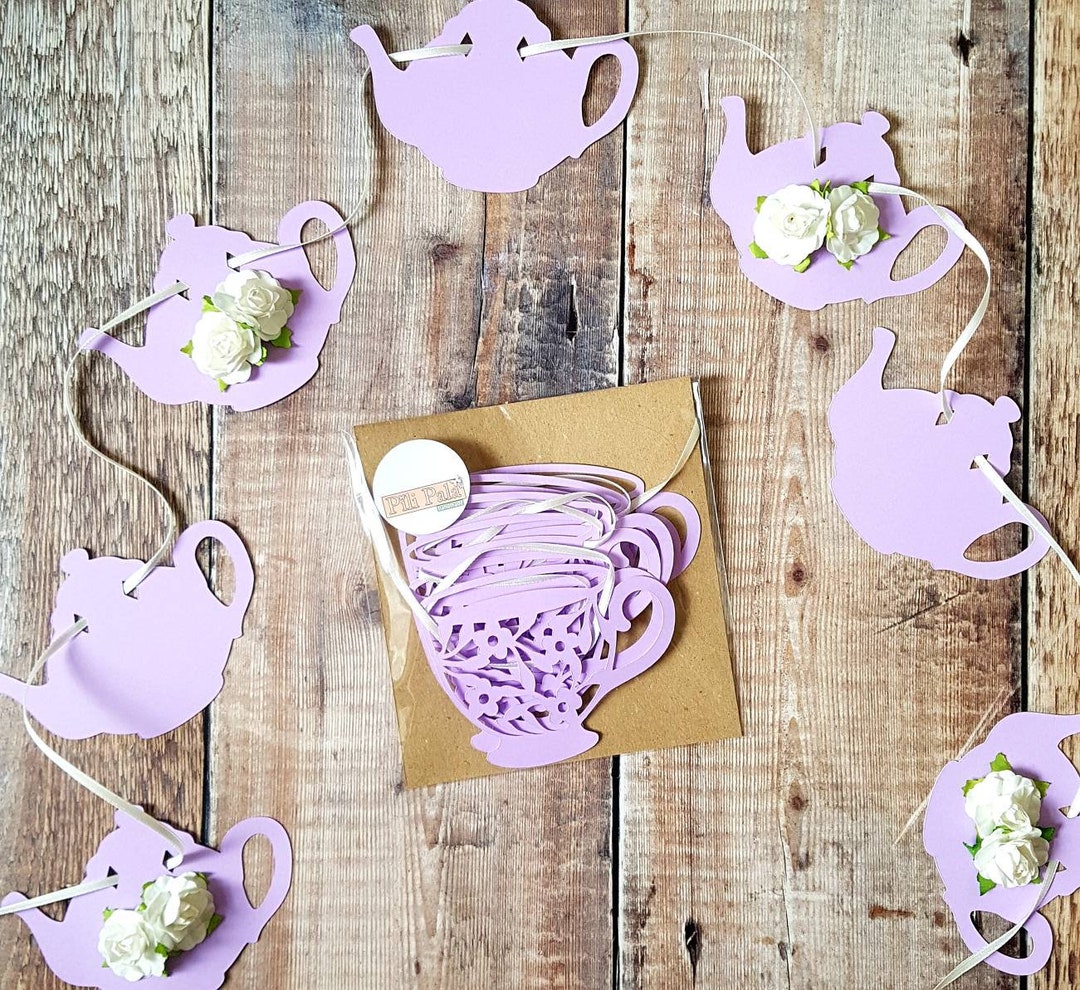 Lilac Tea Party Set. Tea Cup Garland, Teapot Garlandtea Party ...