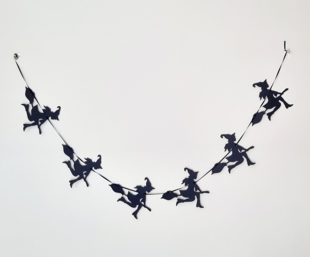 Flying Witches Garland. Witches Banner. Halloween Decoration. Samhain ...