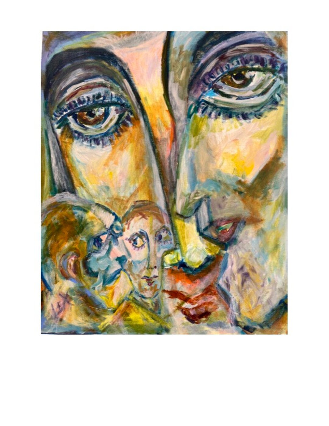 Abstract Painting: Original Abstract Faces of Humanity 24 X 30 X 1.5 ...