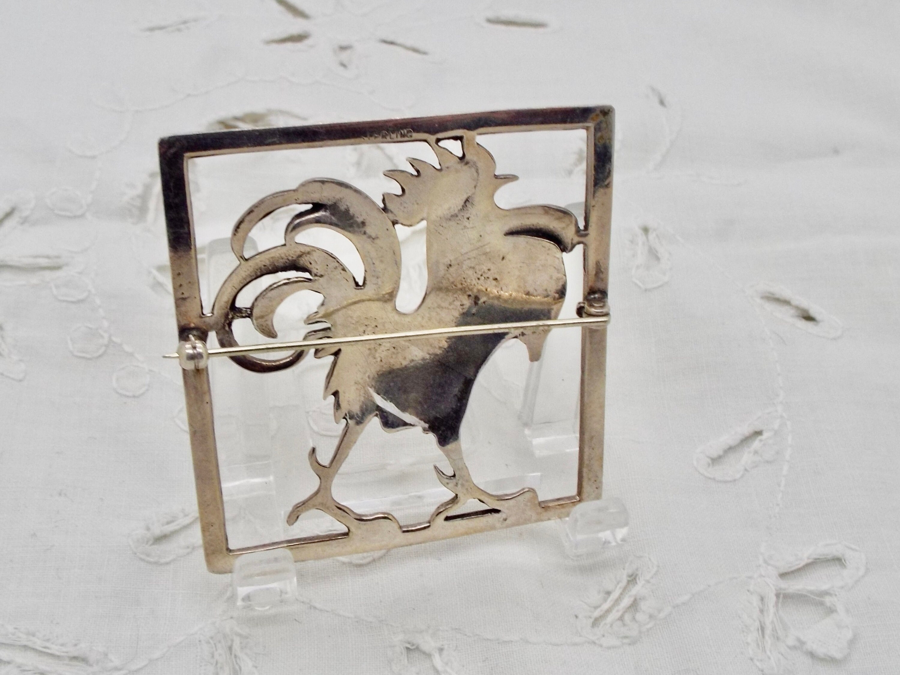 great discount buy Large Scandinavian Sterling Silver Square Brooch ...