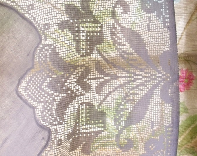 Vintage 1920's Cream Linen Table Cloth Deep Machine Lace - Etsy