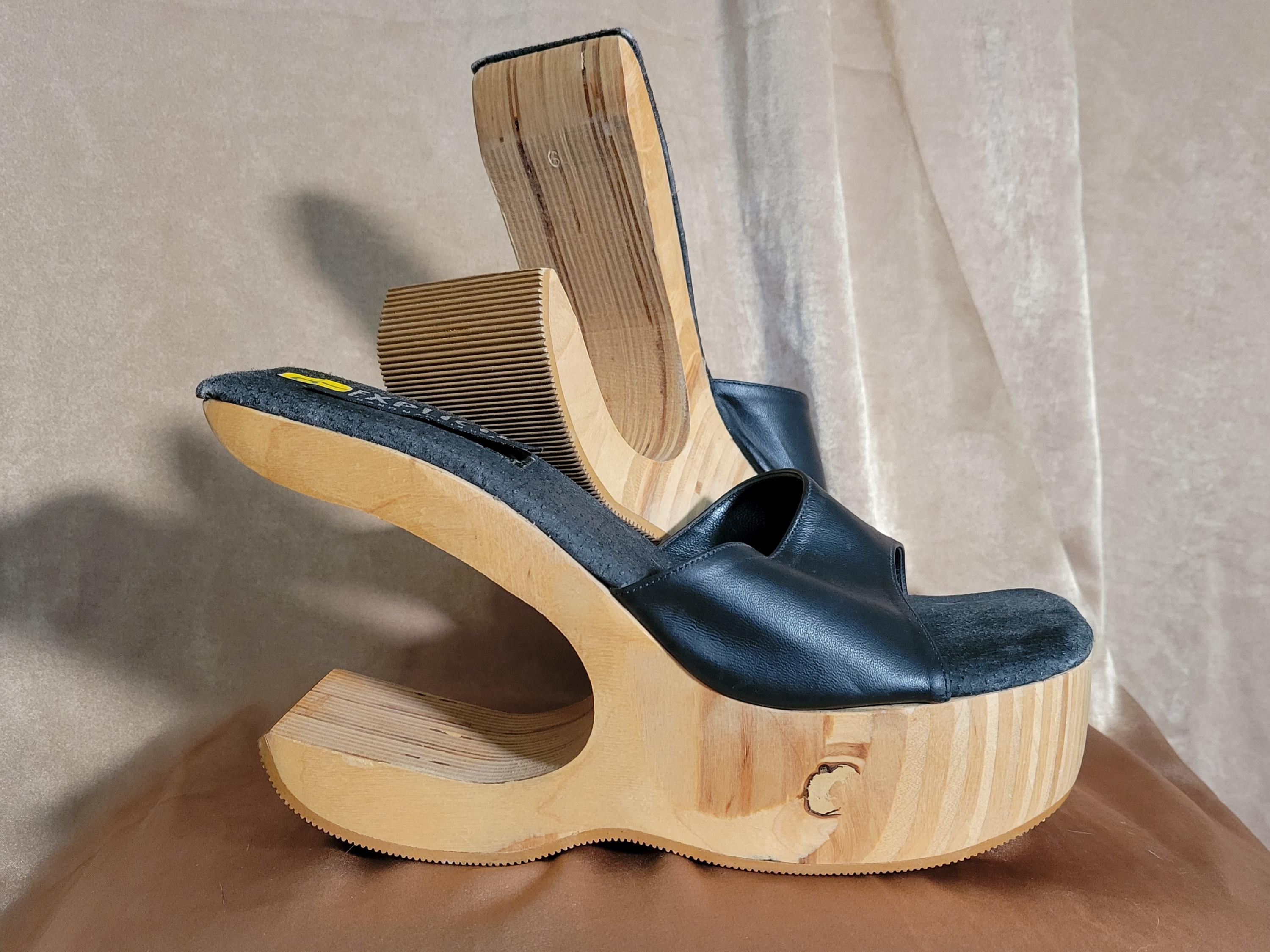 Vintage 1990s Wooden Platform Cut Out Wedge Heel Size 9 Funky Fun 90s ...