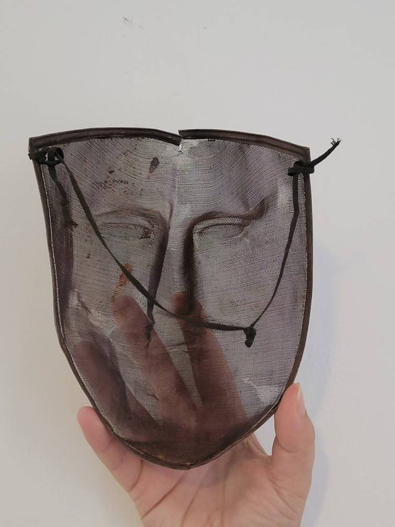 Vintage Antique Metal Mesh Mask • Hand Painted Theatr… - Gem
