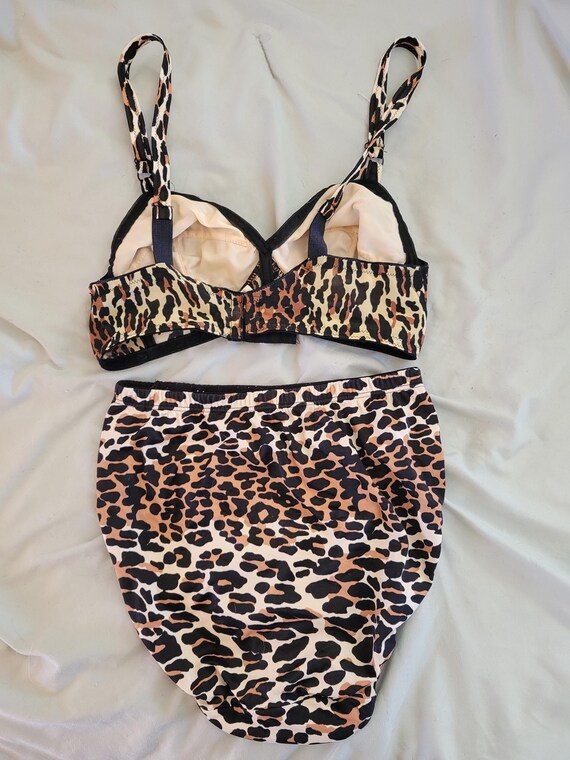 Vintage Leopard Print Bullet Bra and Matching Bottom … - Gem