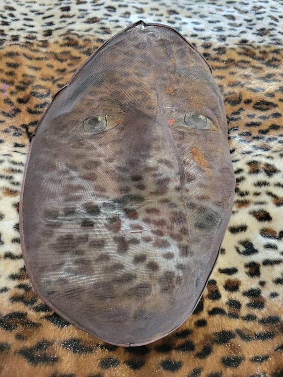Vintage Antique Metal Mesh Mask • Hand Painted Theatr… - Gem