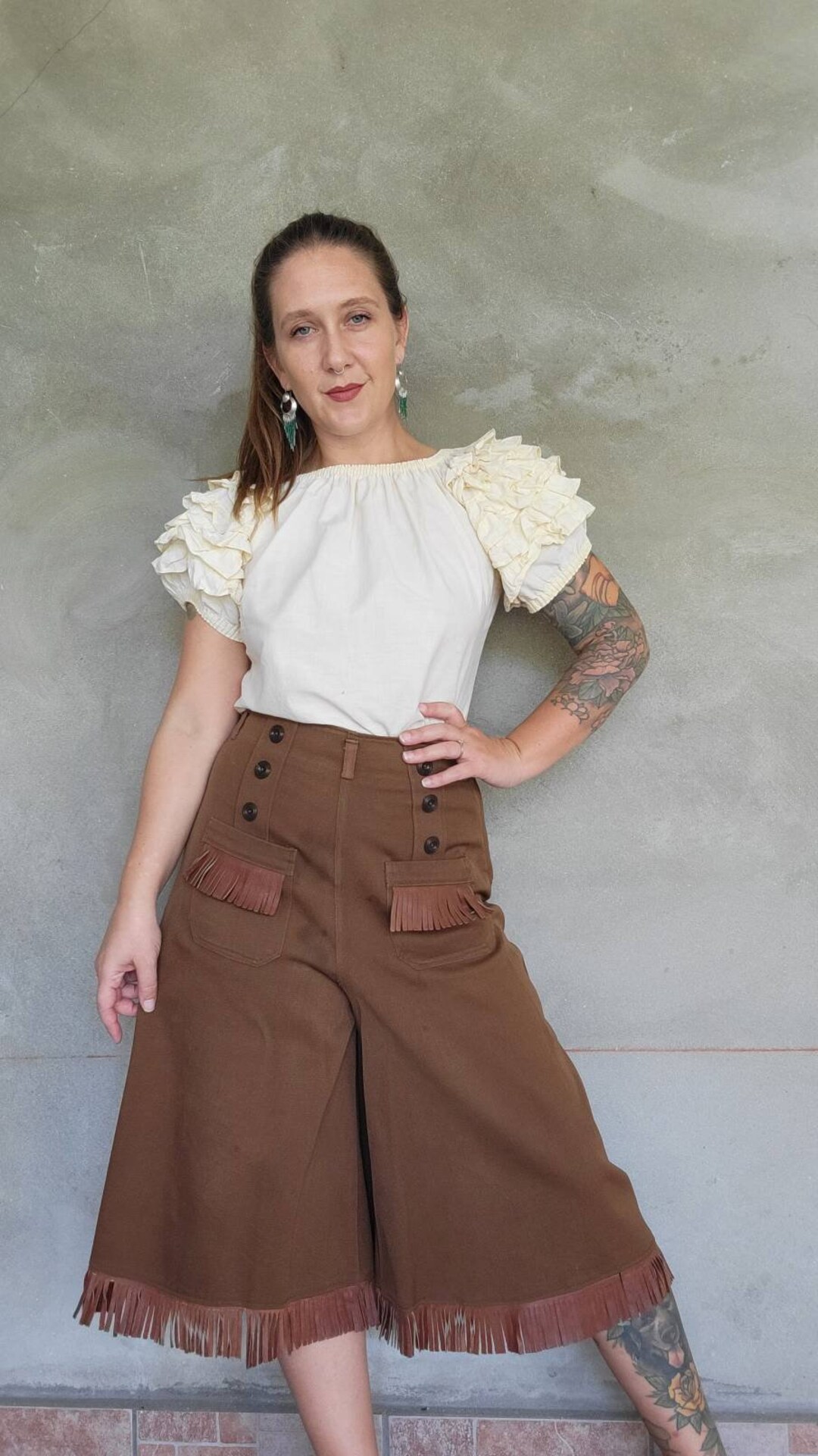 Vintage 1940s 50s Western Gaucho Style Pants Gabardine Leather - Etsy