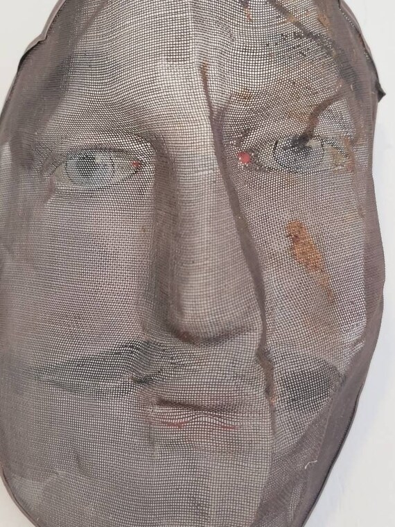 Vintage Antique Metal Mesh Mask • Hand Painted Theatr… - Gem