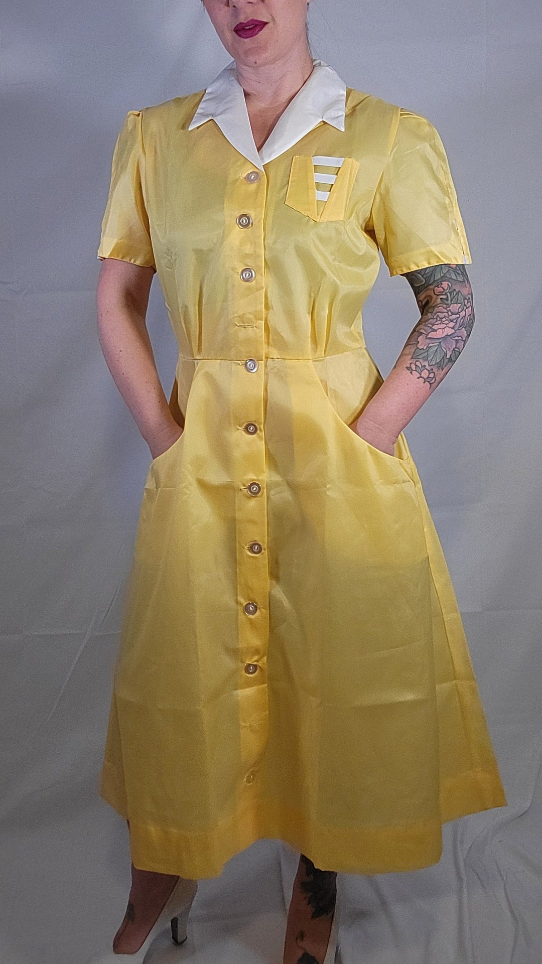 Vintage Waitress Uniform Dress Rad Retro Diner Waitress Dress 36 - Etsy