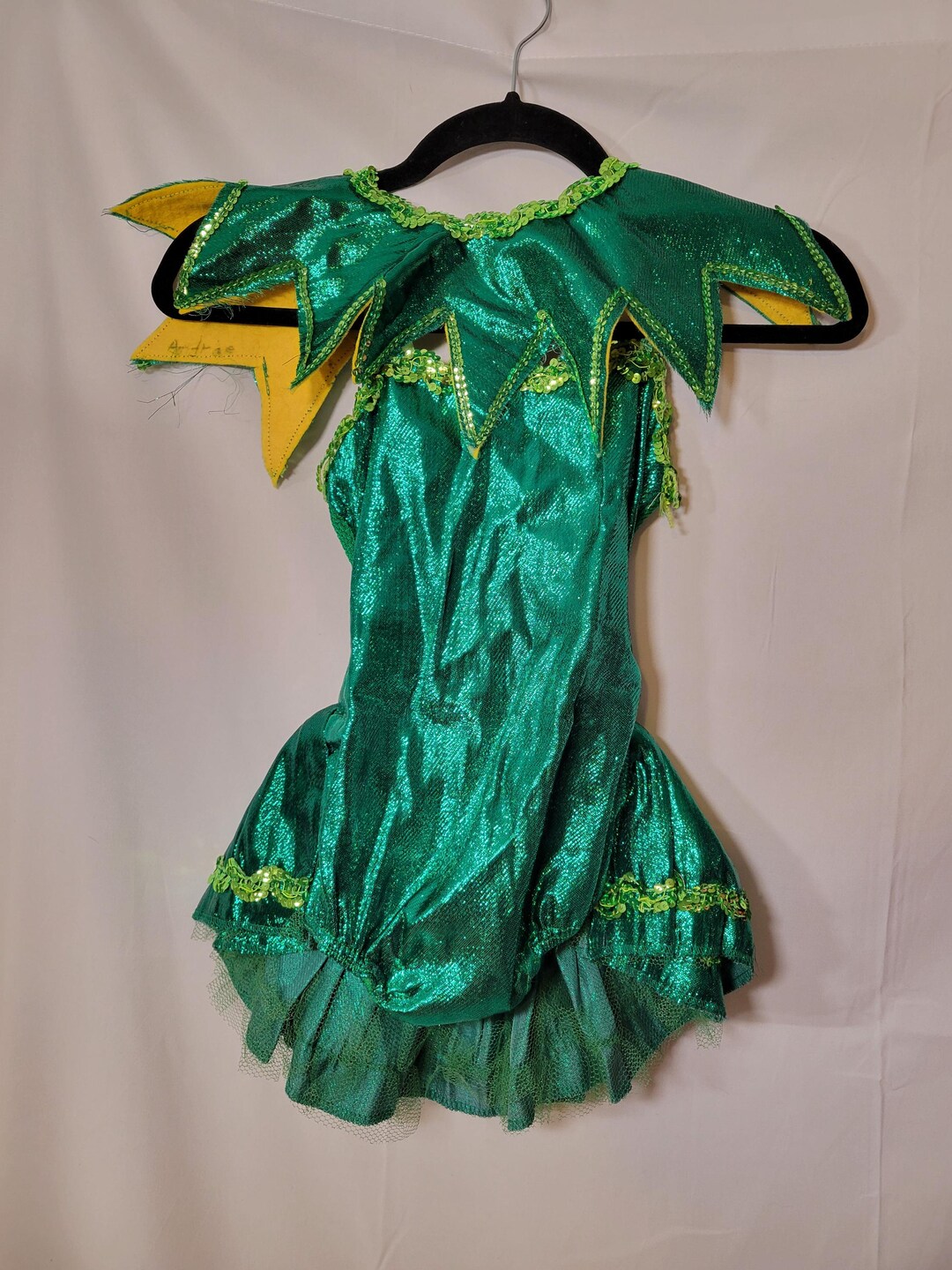 Vintage Girls Dance Costume Tinkerbell Green Lamé Halloween Costume Hat ...