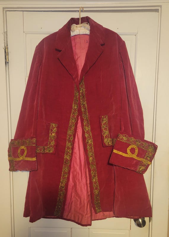 Vintage Theatrical Costume Jacket Red Velvet Antique … - Gem