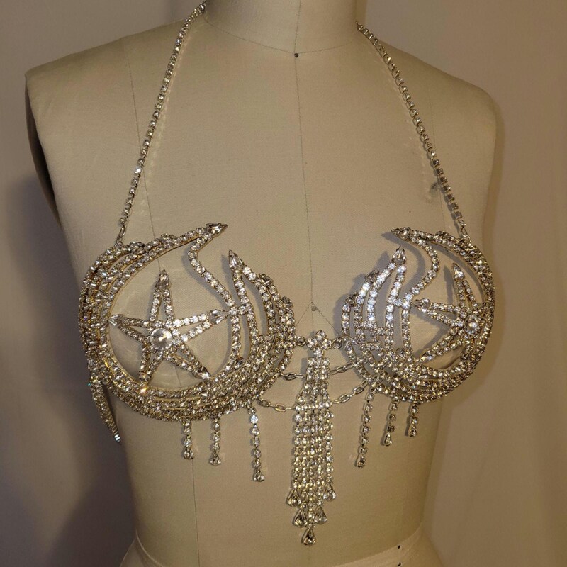 Rhinestone Bra - Etsy
