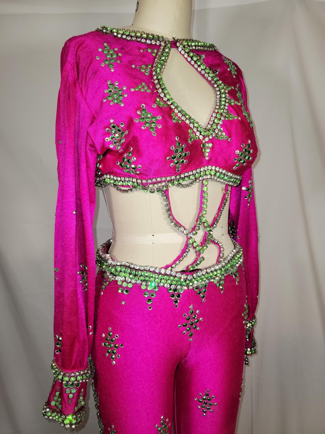 Vintage Circus Showgirl Costume Covered in Glass Rhinestones Jumpsuit ...