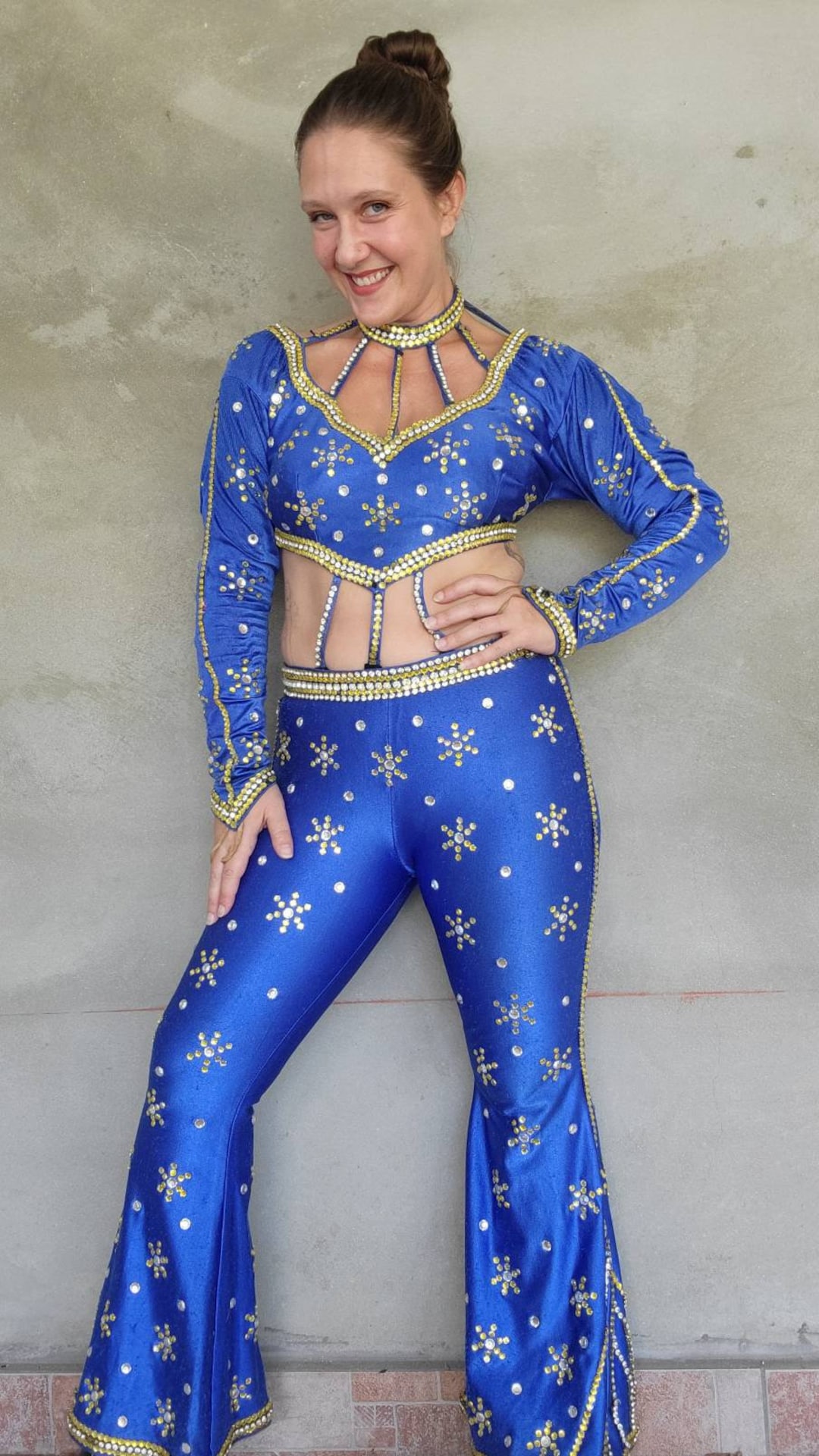 Vintage Circus Showgirl Costume Covered in Glass Rhinestones Jumpsuit ...