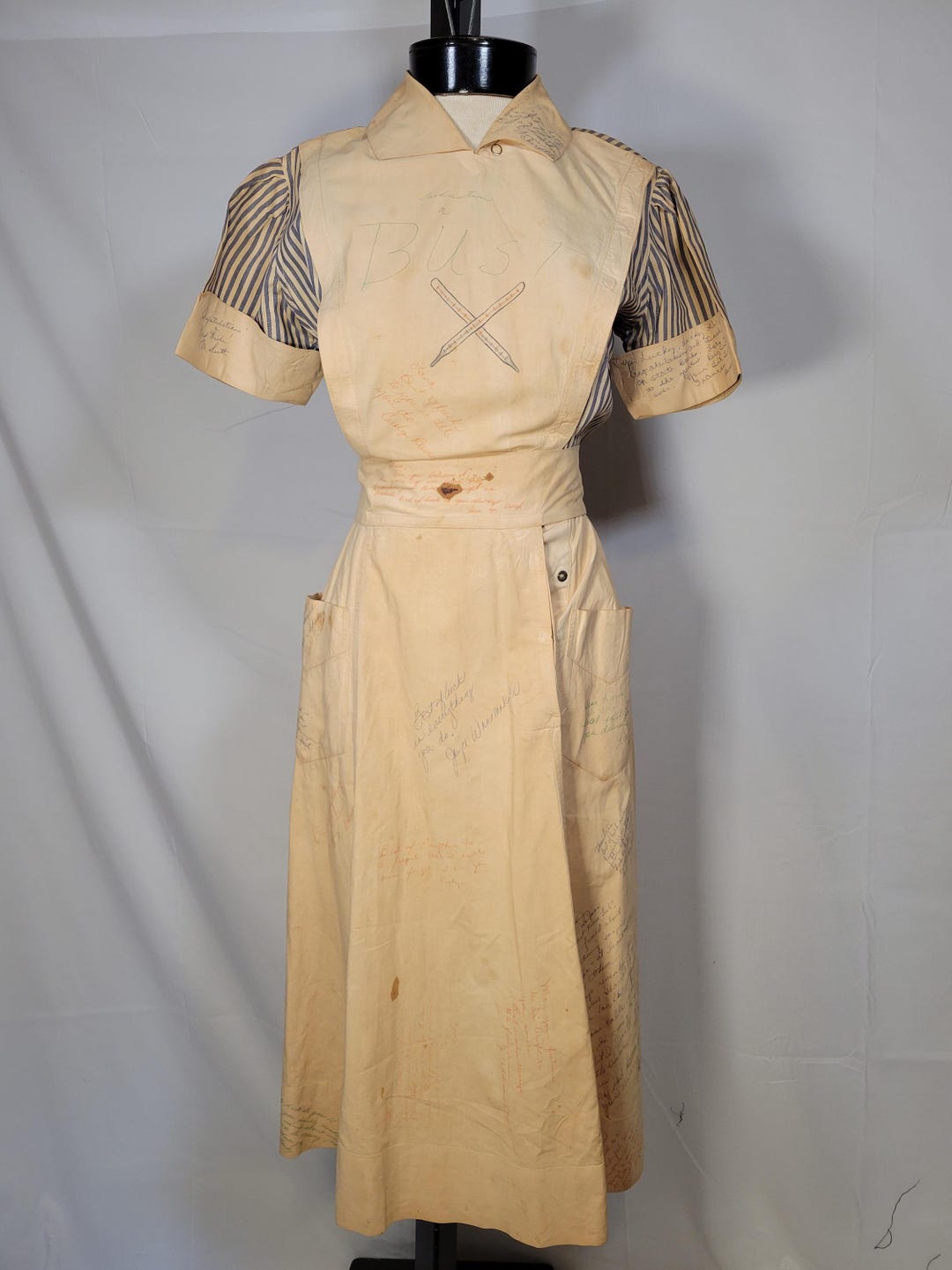 Vintage 1960s Nurse Uniform Dress Graduation Senior Signature Dress ...