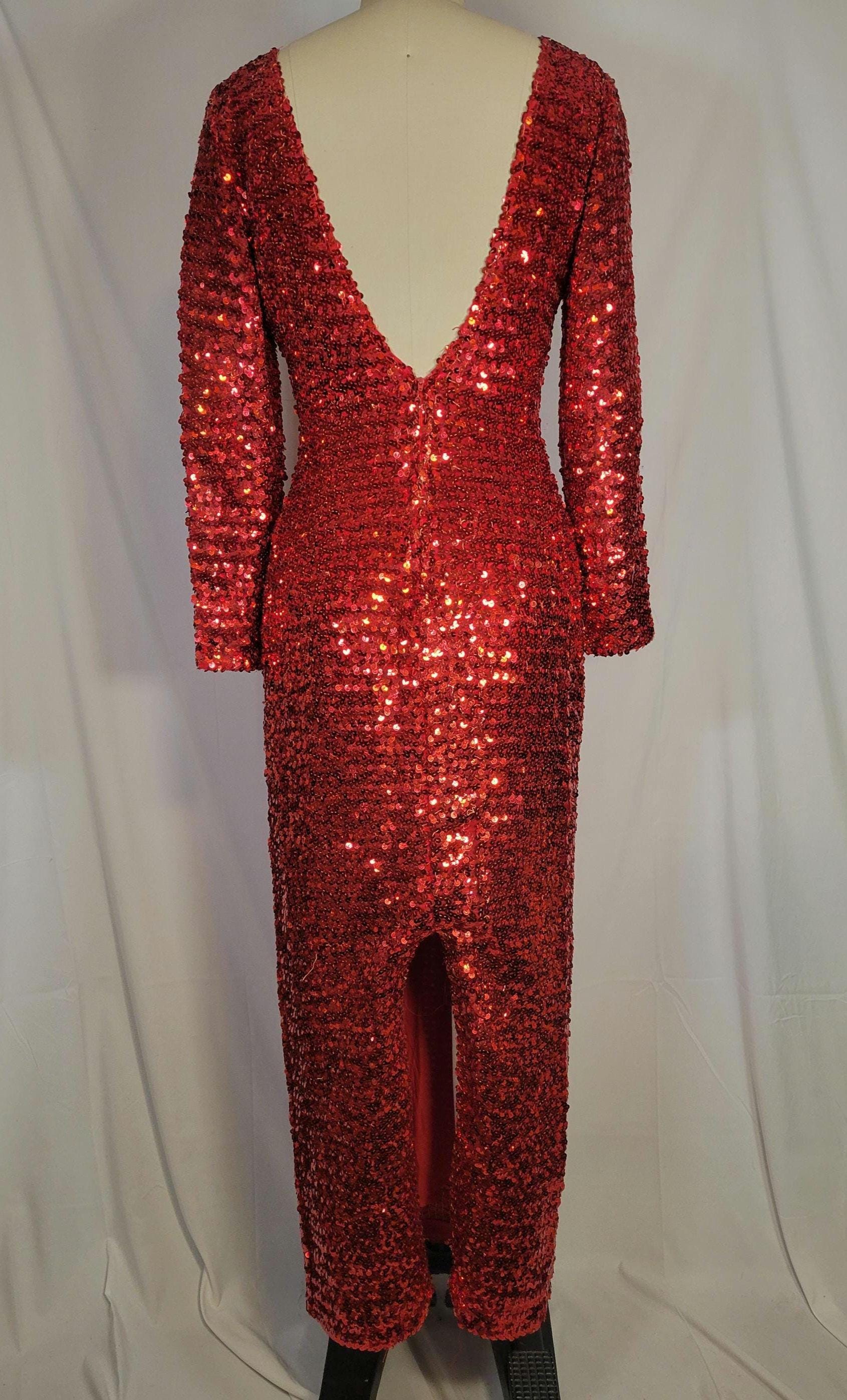 Vintage Red Sequin Showgirl Gown Burlesque Bombshell Dress - Etsy