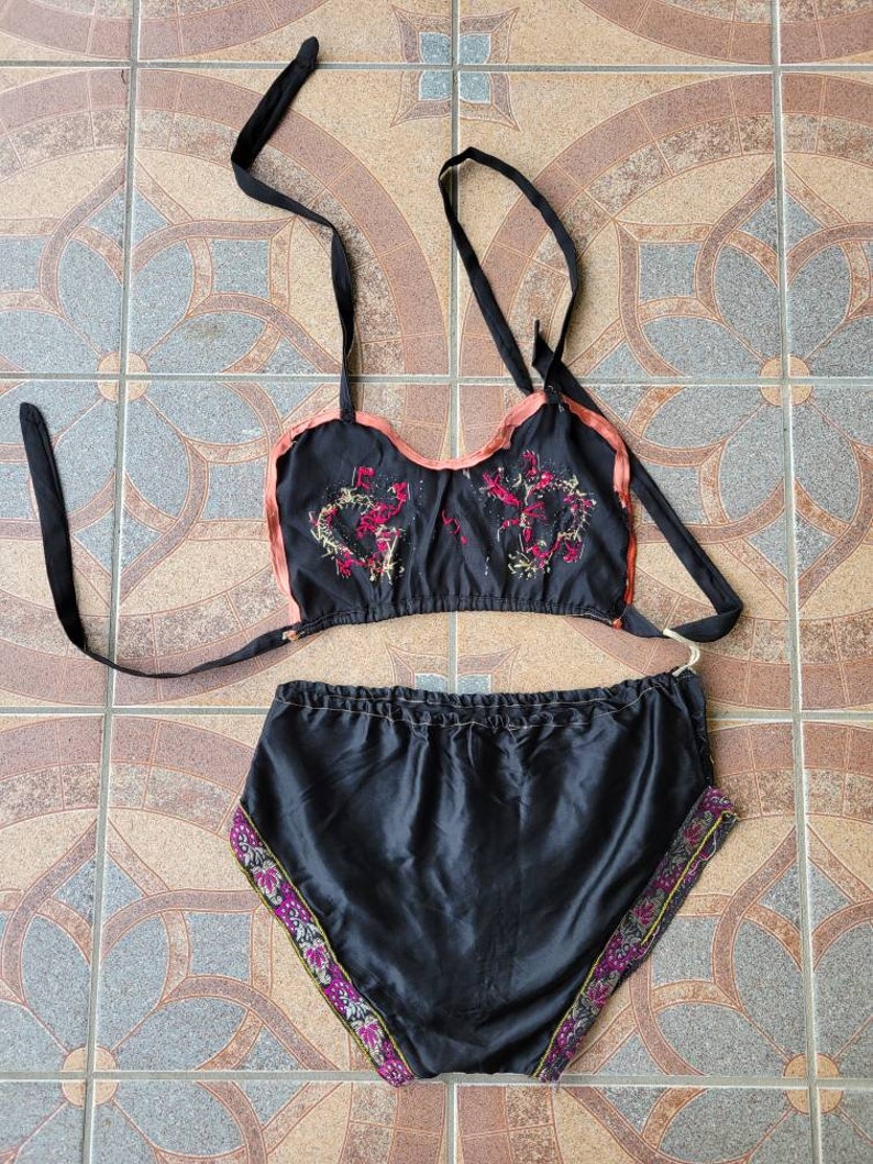 Vintage 1940s 50s Sweetheart Lingerie Set Embroidered Bra - Etsy