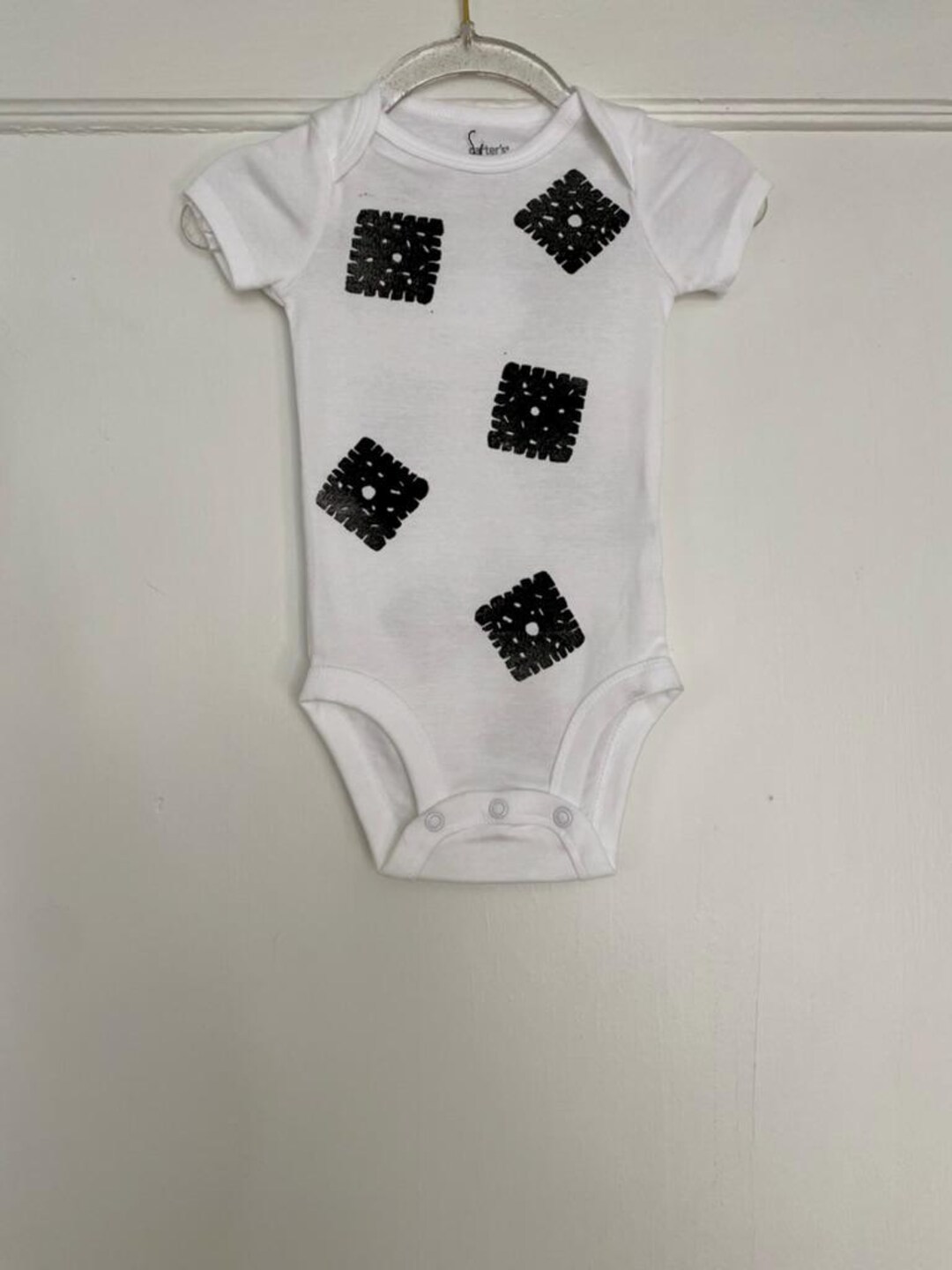 Cheesy Snack Cracker Onesie - White Cotton Onesie With Black Print - 6 ...