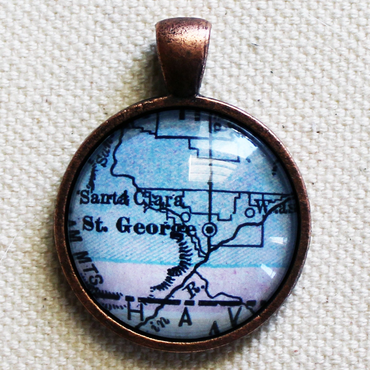 St. George Utah Antique Historic Vintage Map Pendant for Necklaces ...