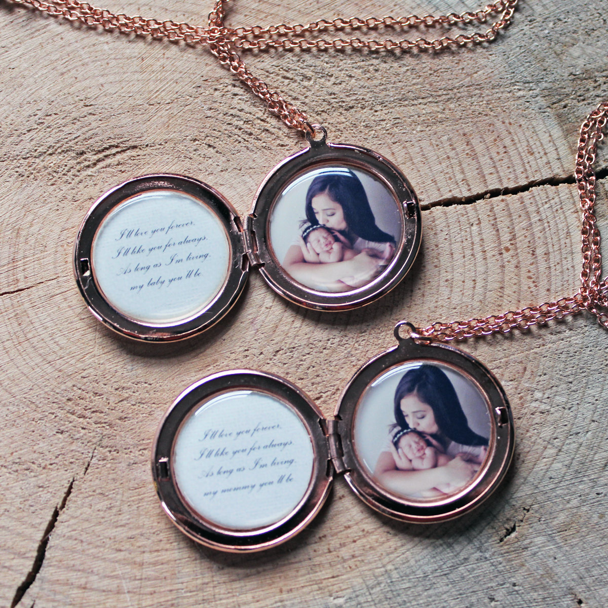 Matching Custom Photo Lockets SET OF TWO I'll Love You Forever, I'll ...