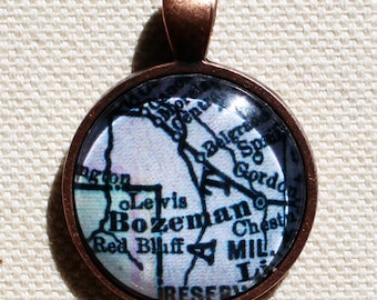 Sidney Montana Antique Vintage Map Pendant for Necklaces, Keychains ...