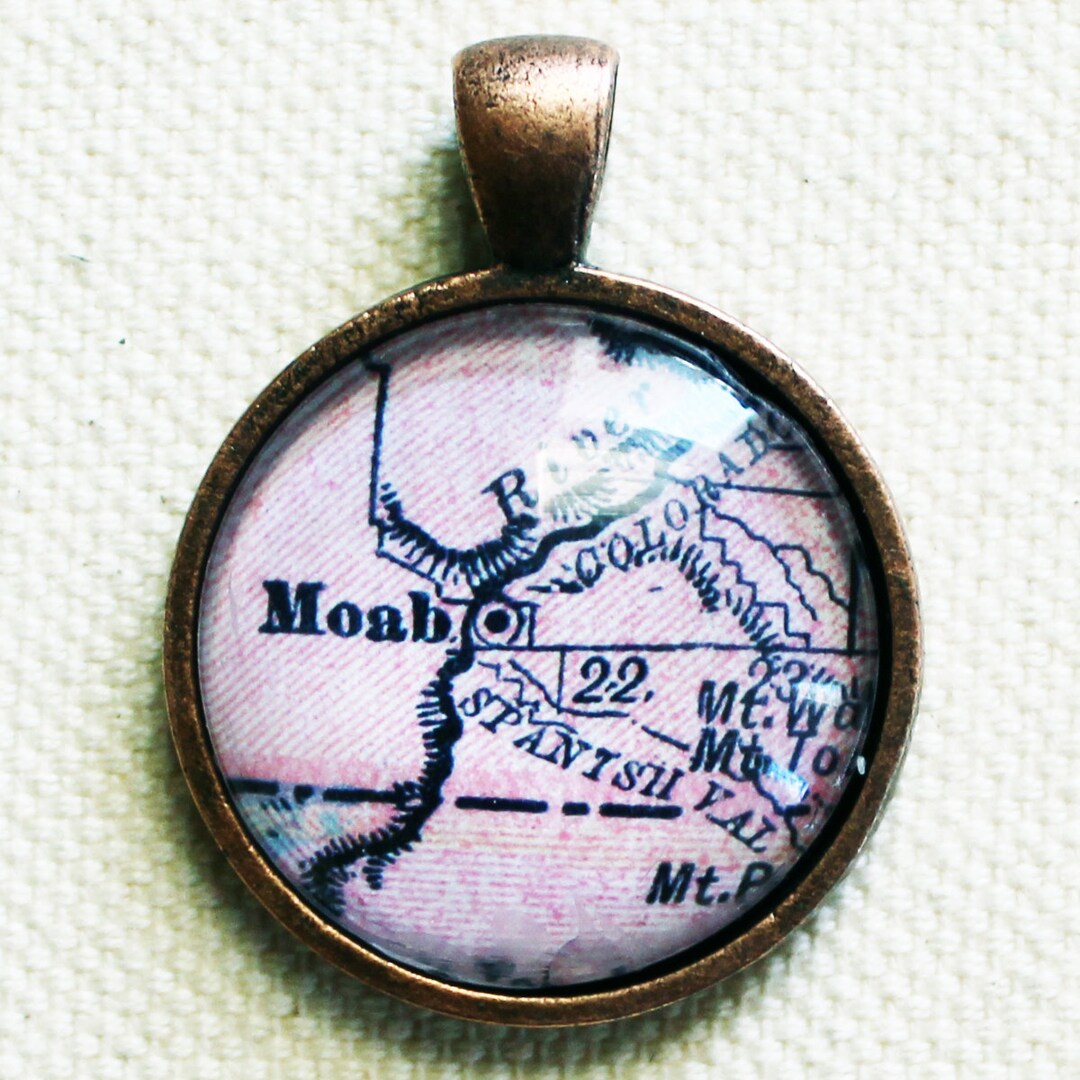 Moab Utah Antique Historic Vintage Map Pendant for Necklaces, Keychains ...