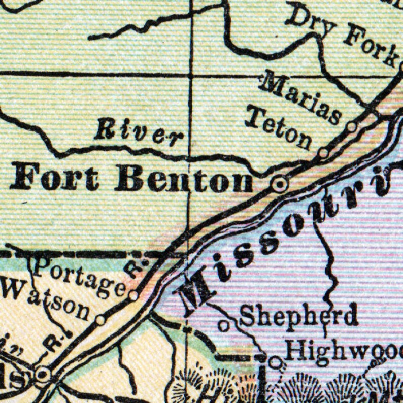 Fort Benton Montana Antique Vintage Map Pendant for Necklaces ...