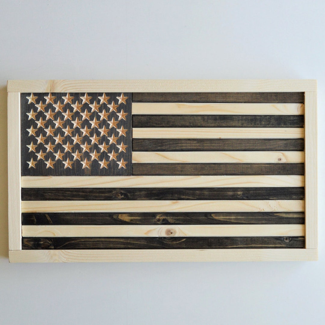 Wooden Natural Subdued American Flag Two Styles Two Sizes - Etsy