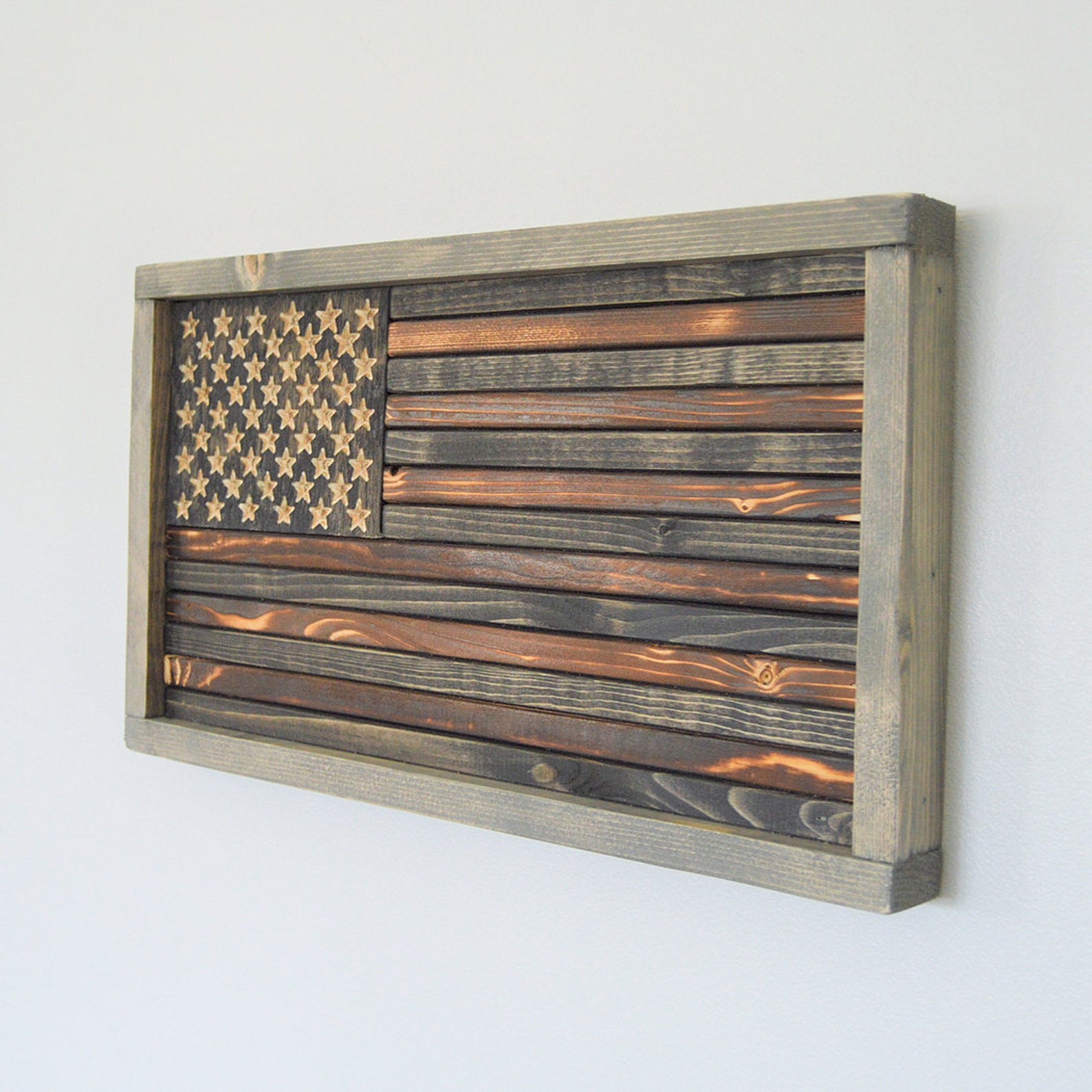 Wooden Charred Subdued American Flag Two Styles Two Sizes - Etsy