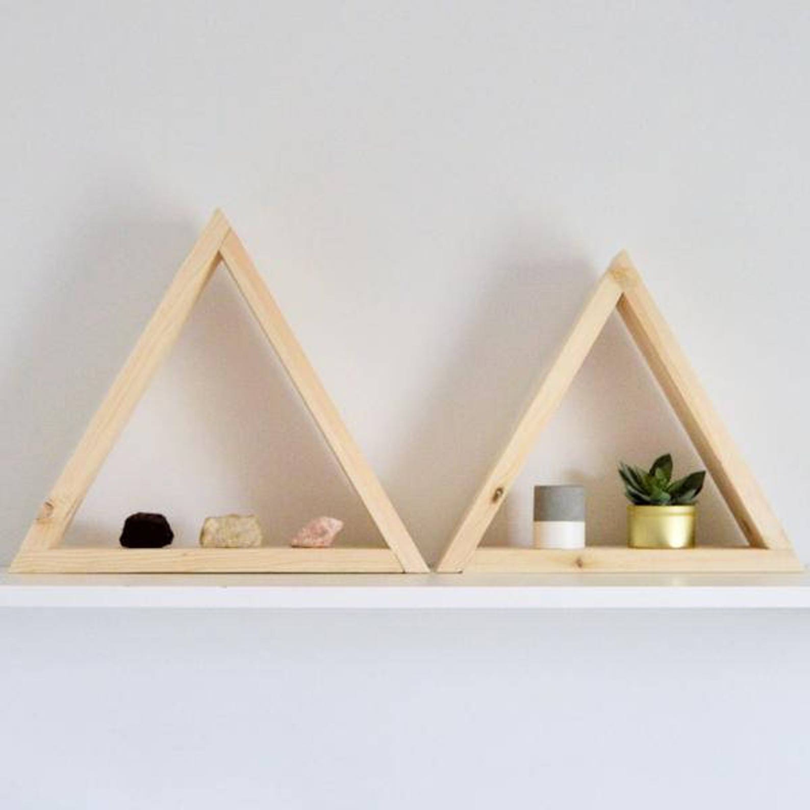 The Pyramid Shelf Triangle Shelf Wood Shelf - Etsy
