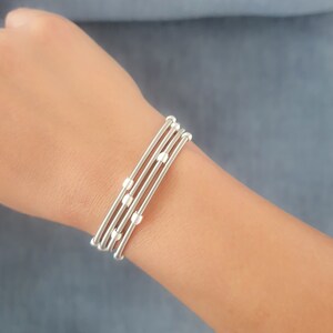 Flexible Set 4 Wire Beaded Stainless Steel Spring Bracelets,guitar ...