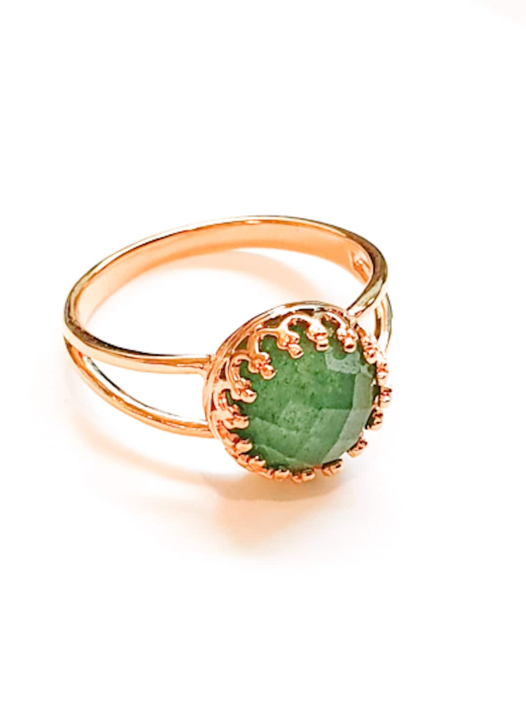 Jade Ring Natural Jade Gemstone Gold Jade Jewelry 8mm Green Stone Ring ...
