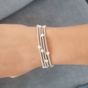 Flexible Set 4 Wire Beaded Stainless Steel Spring Bracelets,guitar ...