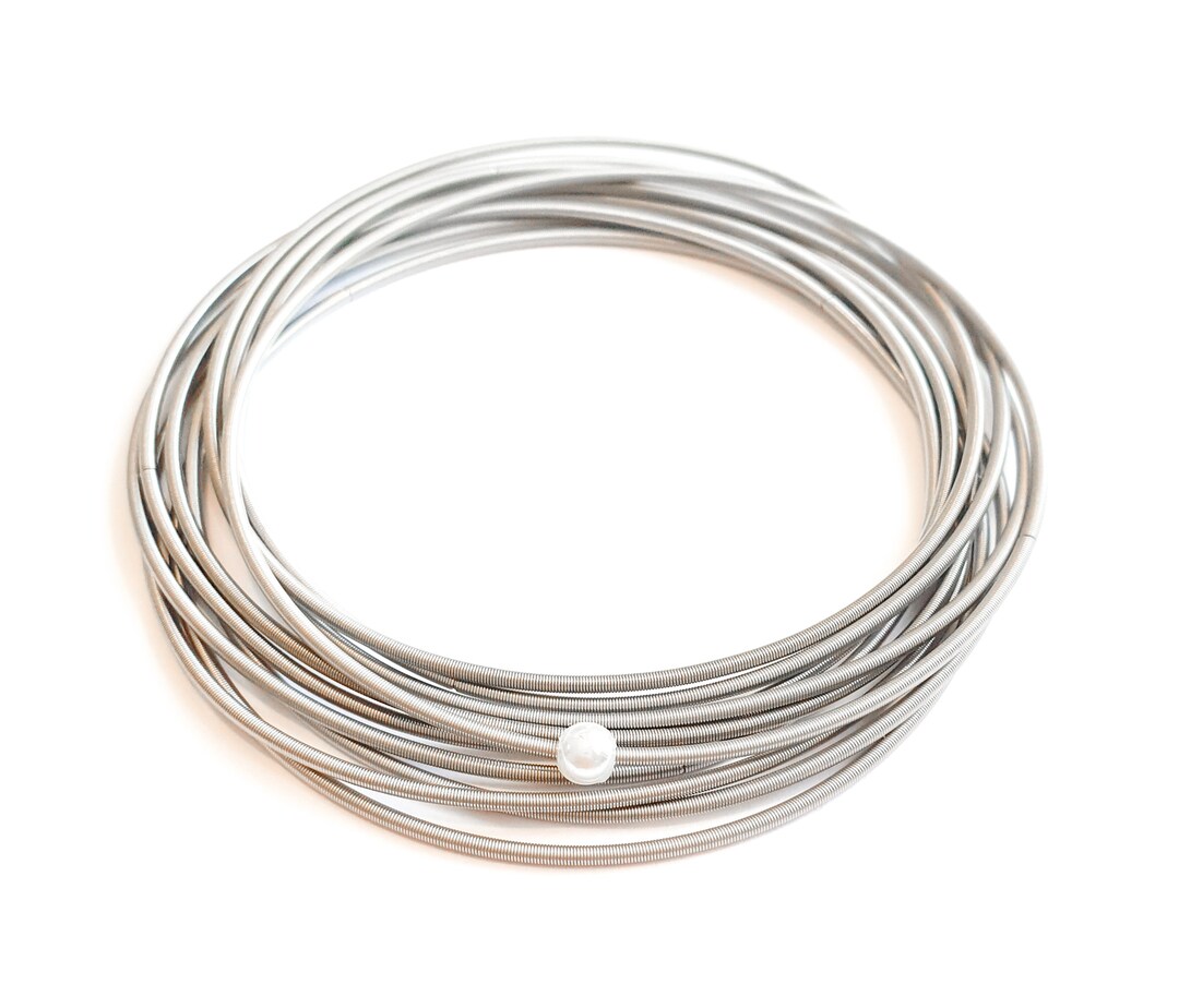 Set of Stainless Steel Guitar String Bracelets, Plain Beaded Strings ...